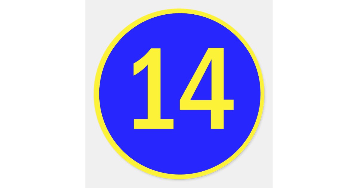 Pegatina Redonda número 14 en círculo | Zazzle.es