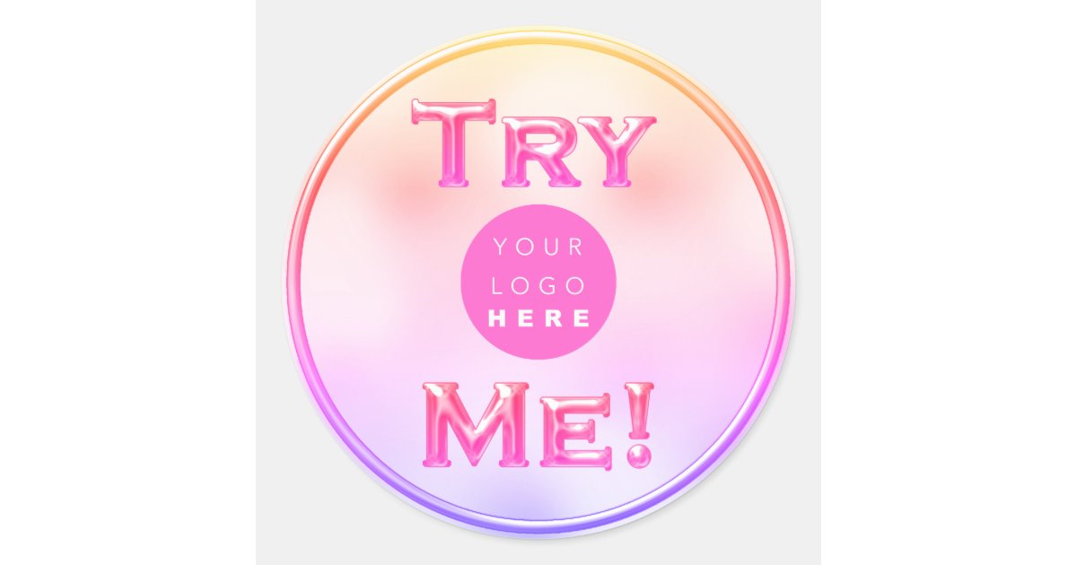 Pegatina Redonda Test Me Logo Tester Ejemplo Holograph Pink Pastel ...