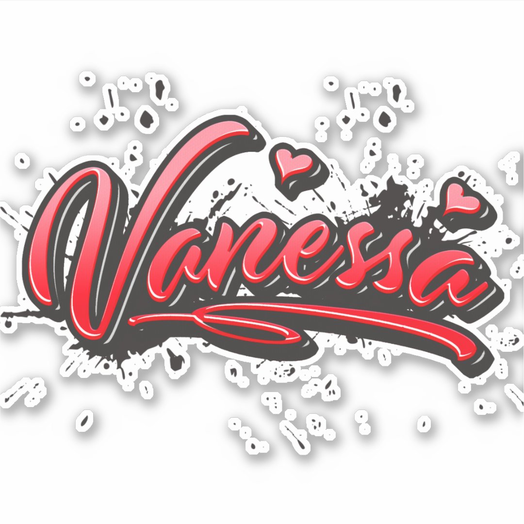 Pegatina Vanessa red Heart Graffiti Aufkleber Sticker | Zazzle.es
