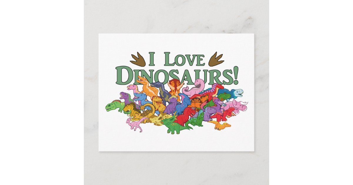 Postal Dinosaurios cortos y coloridos | Zazzle.es