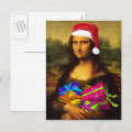 Postal Festiva Funny Mona Lisa Santa Claus | Zazzle.es