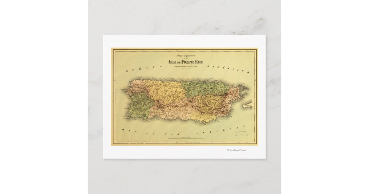 Postal Puerto Rico: Mapa panorámicoPuerto Rico | Zazzle.es