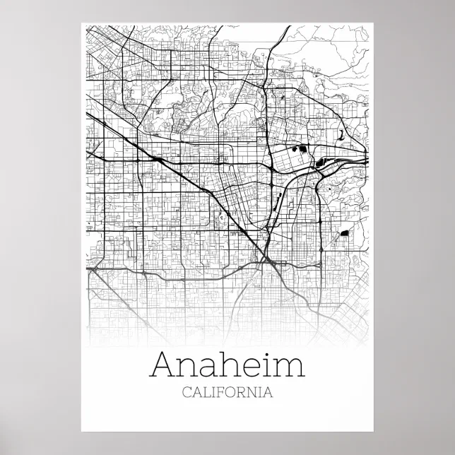 Póster Anaheim Map - California - City Map Poster | Zazzle.es