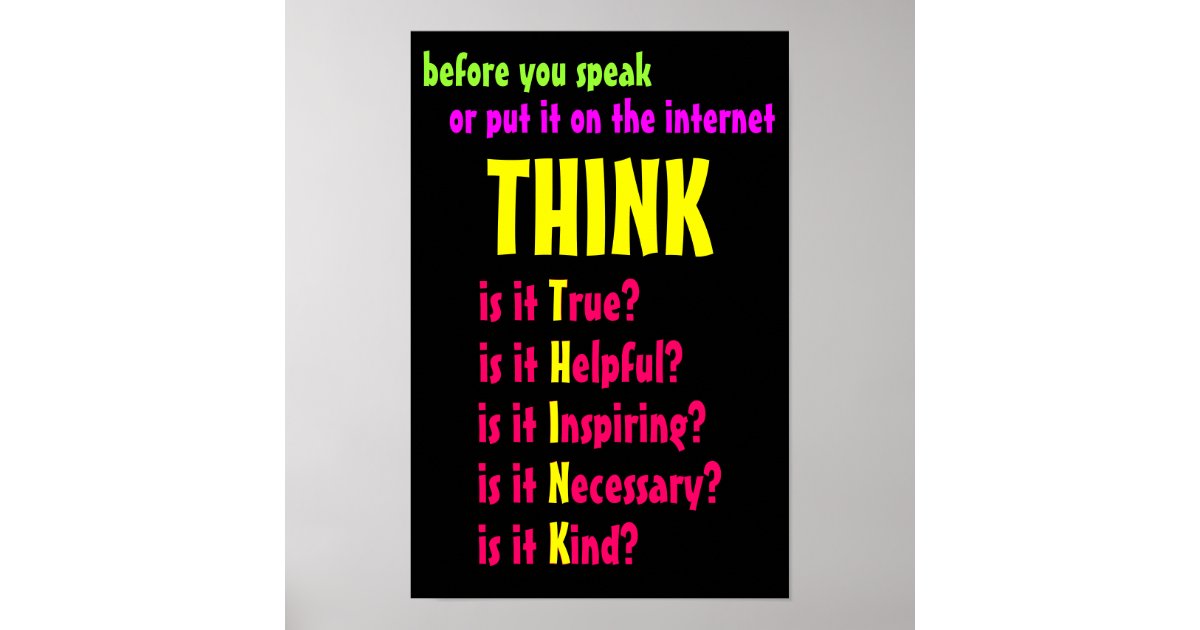 Póster Antes De Hablar Piensa | Zazzle.es