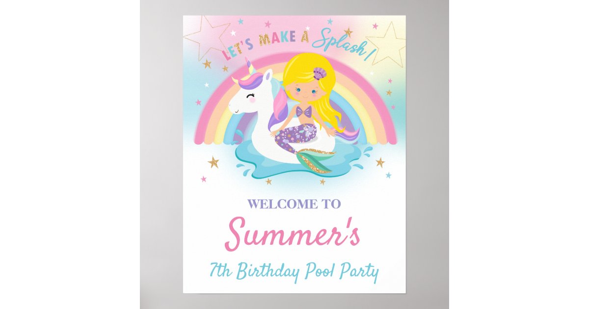 Póster Bienvenidos a la fiesta de cumpleaños de la sirena | Zazzle.es