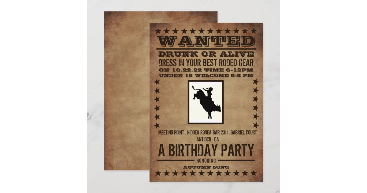 Poster buscado, clásica invitación de cumpleaños o | Zazzle.es