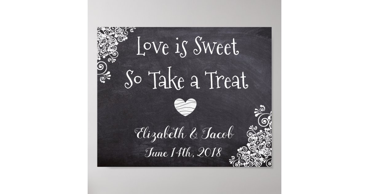 Póster Candy Bar Chalkboard Look Love is Sweet Poster | Zazzle.es