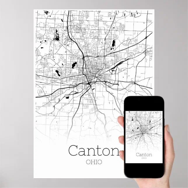 Póster Canton Map - Ohio - City Map Poster | Zazzle.es