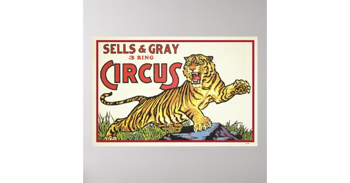Póster Circo de venta y de anillo gris 3 | Zazzle.es