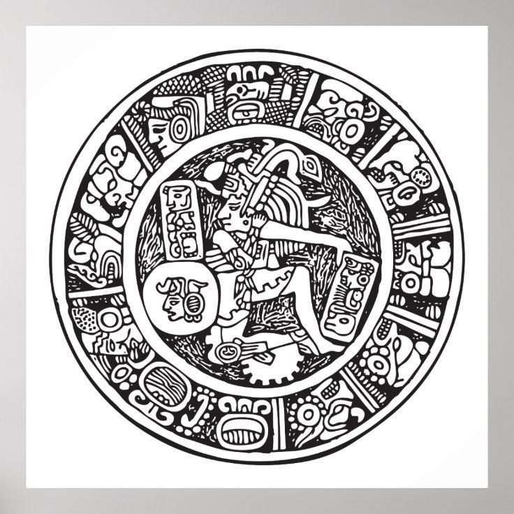 Póster Círculo maya, jeroglífico mexicano (maya) | Zazzle.es