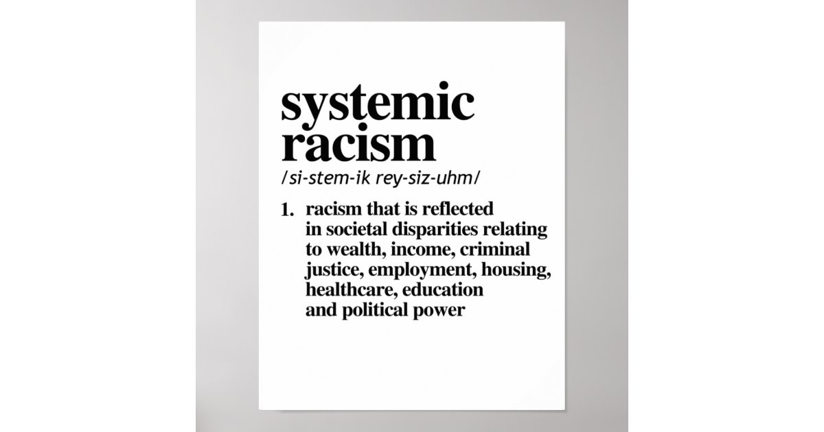 Póster Definición de racismo sistémico | Zazzle.es