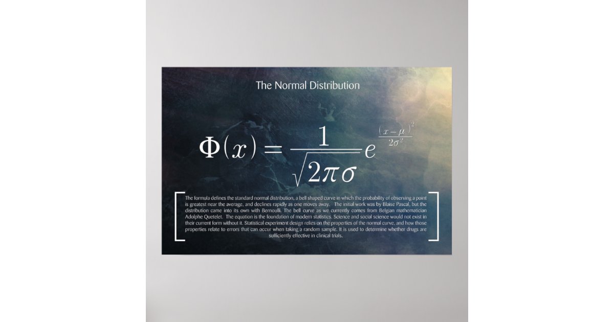 Póster Distribución normal - Poster matemático | Zazzle.es