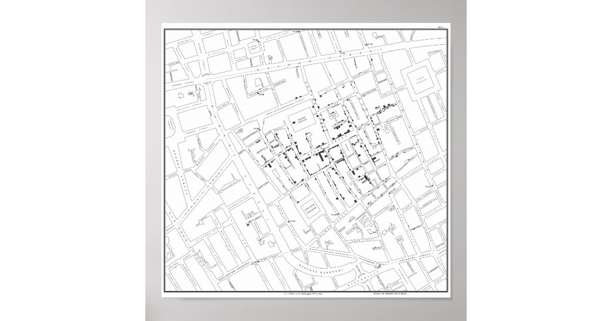 Póster Dr. John Snow: Cholera Map of London, 1854 | Zazzle.es