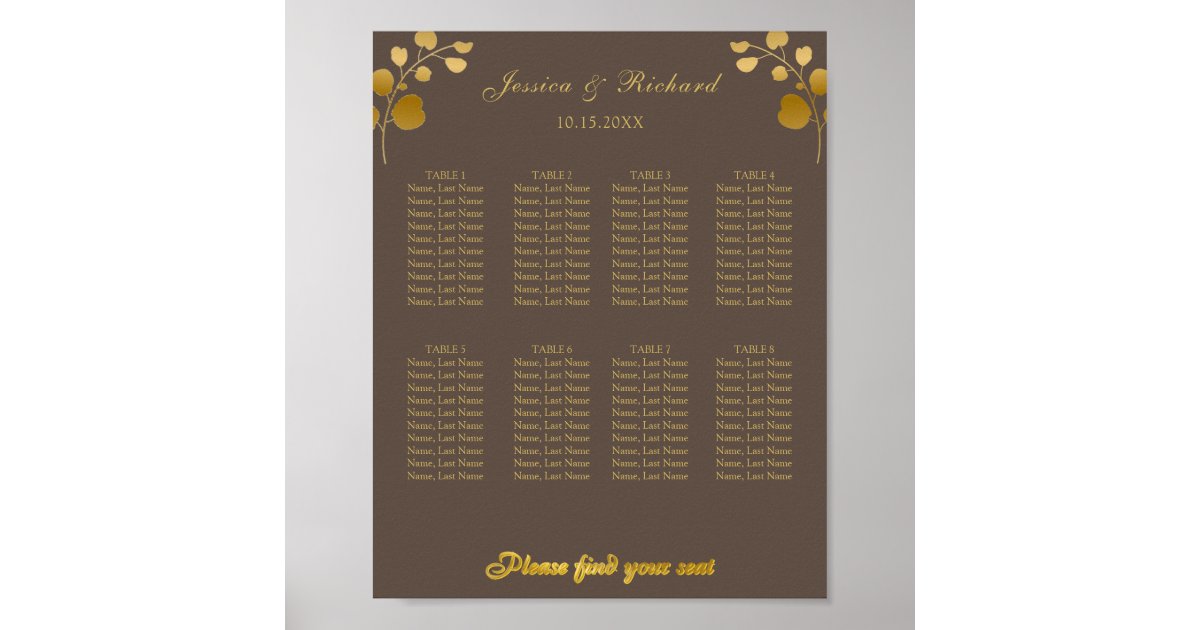 Póster Eucalipto de oro 8 Tablas Poster de la tabla de as | Zazzle.es