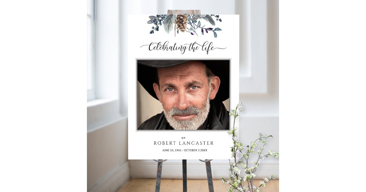 Póster Foto de bienvenida funeraria Rótulo de follaje rus | Zazzle.es