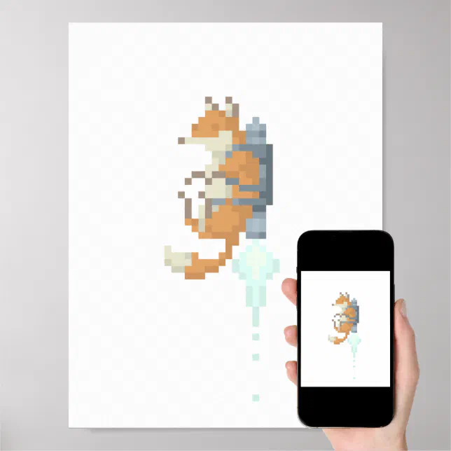 Póster Fox Jetpack Pixel Art Poster | Zazzle.es