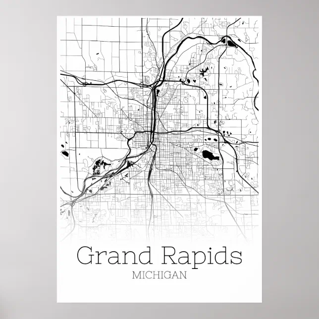 Póster Grand Rapids Map - Michigan - City Map Poster | Zazzle.es