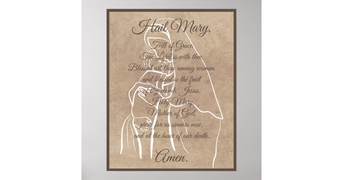 Póster Hail Mary Prayer Poster | Zazzle.es
