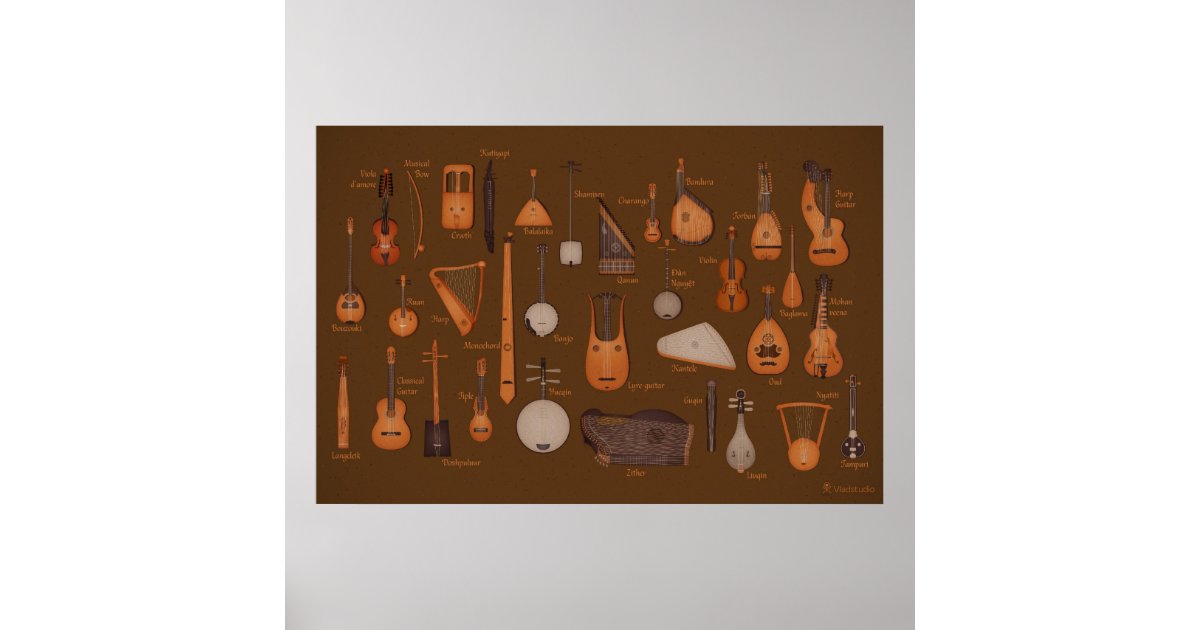 Póster Instrumentos musicales de cadena | Zazzle.es