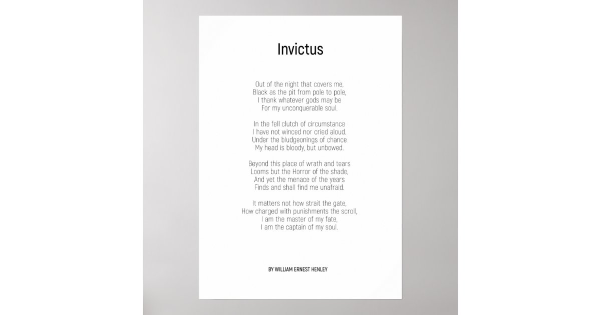 Póster Invictus De William Ernest Henley | Zazzle.es