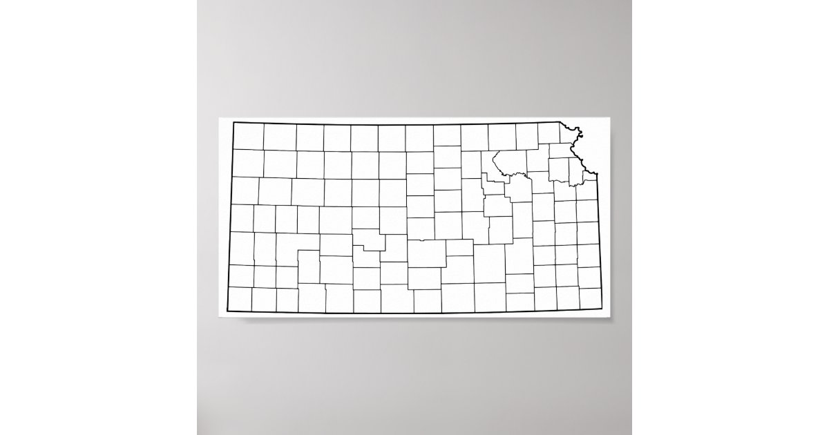 Póster Kansas Counties Blank Outline Map | Zazzle.es