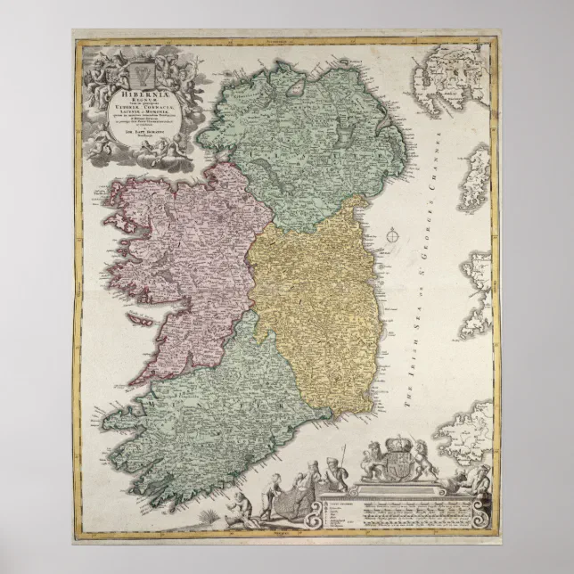 Póster Map of Ireland showing the Provinces of Ulster | Zazzle.es
