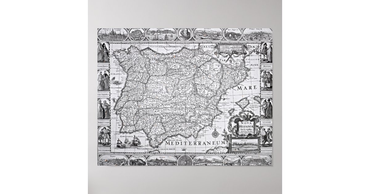 Póster Map of Spain | Zazzle.es