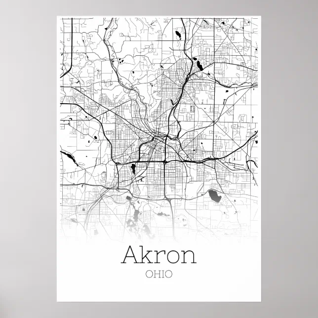 Póster Mapa de Akron - Ohio - Poster del Mapa de la Ciuda | Zazzle.es