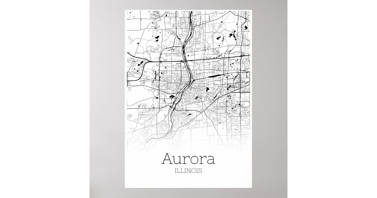 Póster Mapa de Aurora - Illinois - Poster del Mapa de la | Zazzle.es