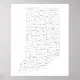 Póster Mapa de condados de Indiana con esquema de estado | Zazzle.es