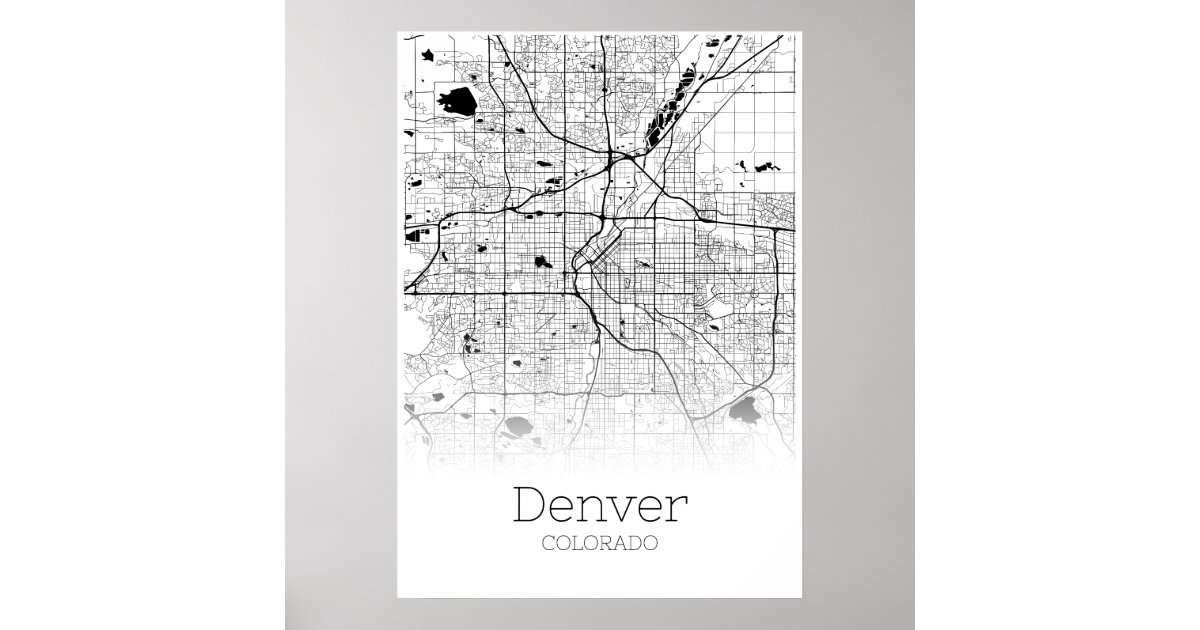 Póster Mapa de Denver - Colorado - Poster de Mapa de la C | Zazzle.es