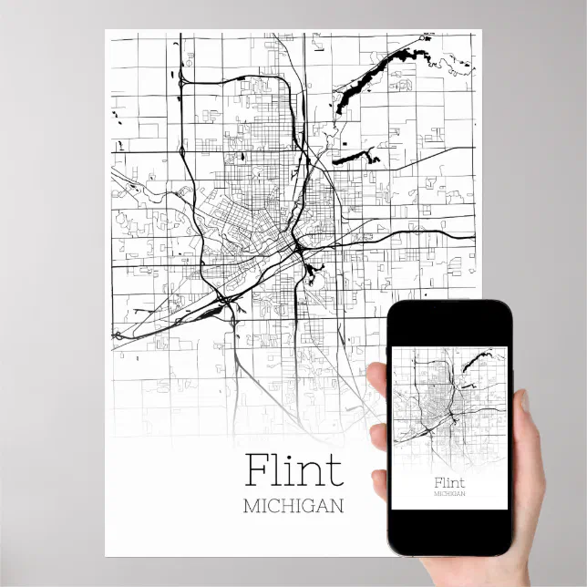 Póster Mapa de Flint - Michigan - Poster del Mapa de la C | Zazzle.es