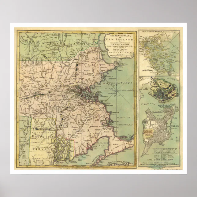 Póster Mapa De Guerra Revolucionaria 1775 Zazzle Es