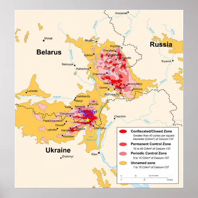 Póster Mapa de la radiación de Chernobyl del Manual de la | Zazzle.es