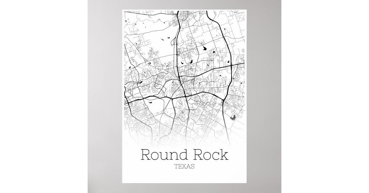 Póster Mapa de roca redonda - Texas - Poster de Mapa de C | Zazzle.es
