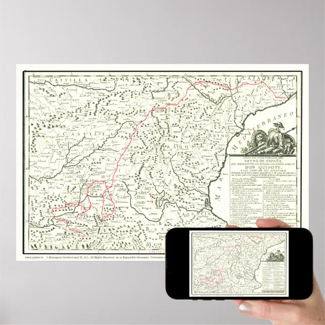 Póster Mapa de ruta de Don Quijote-Mapa de la Ruta del Qu | Zazzle.es