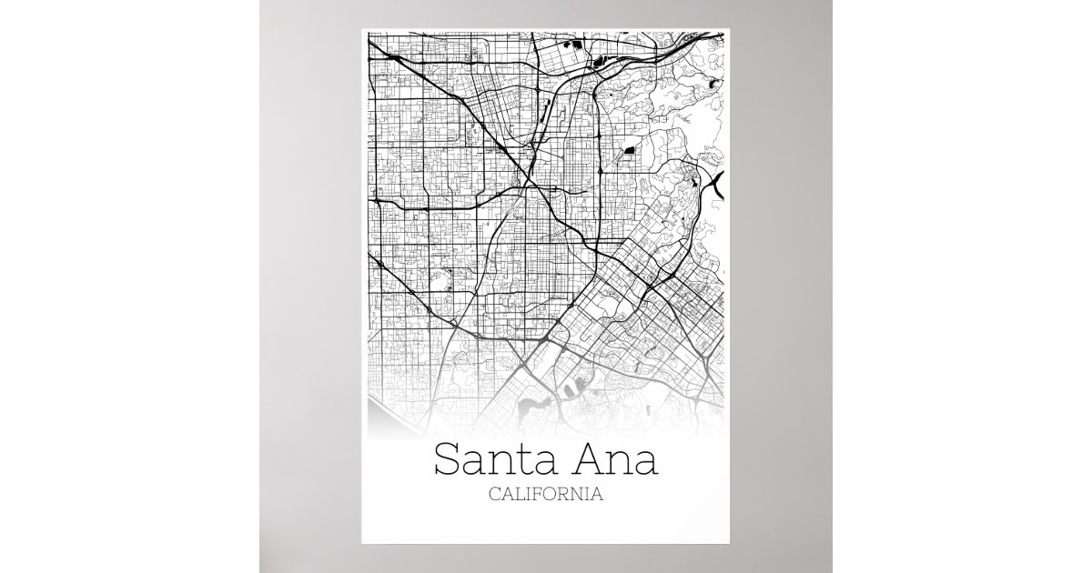 Póster Mapa de Santa Ana - California - Poster de Mapa de | Zazzle.es