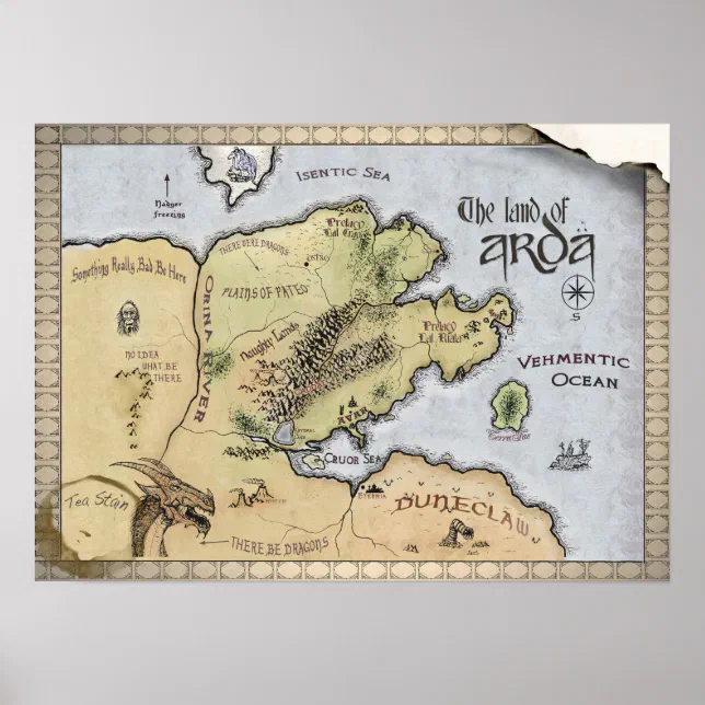 Póster Mapa del Poster de Arda | Zazzle.es