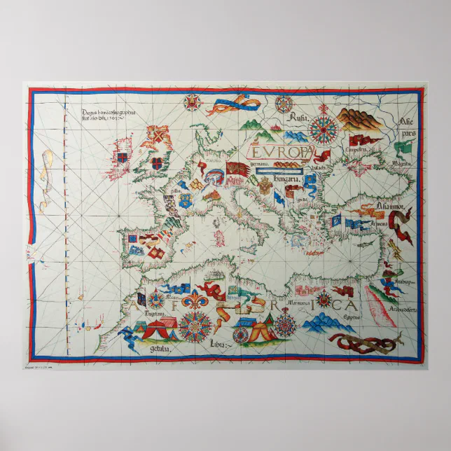 Póster Mapa del Renacimiento de Europa de 1563 | Zazzle.es