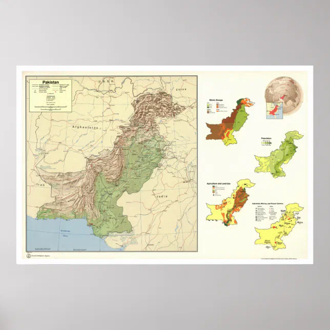 Póster Mapa detallado de Pakistán - 1973 | Zazzle.es