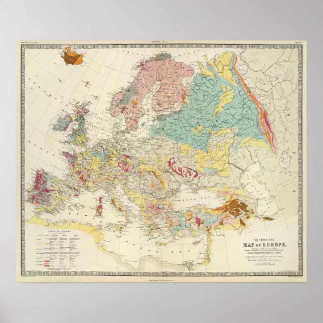 Póster Mapa geológico de Europa | Zazzle.es