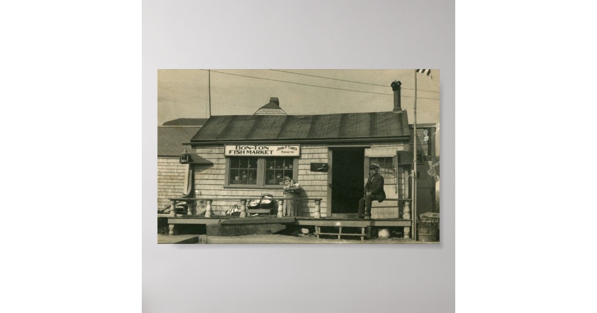 Póster Nantucket Bon-Ton Fish Market | Zazzle.es