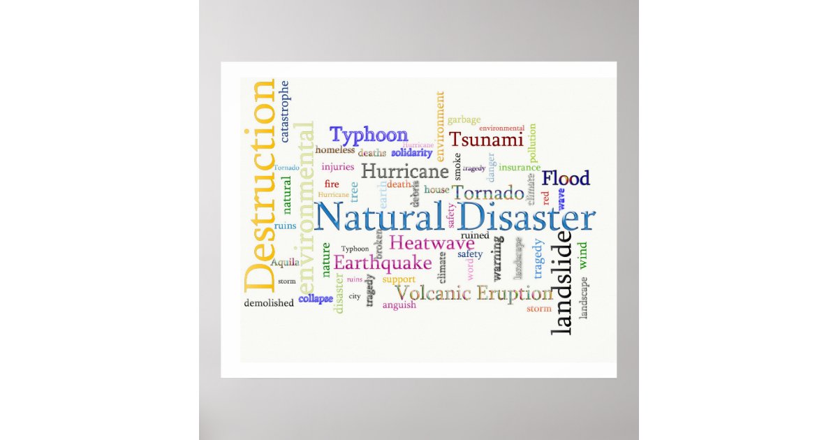 Póster Natural Disaster Related Text | Zazzle.es