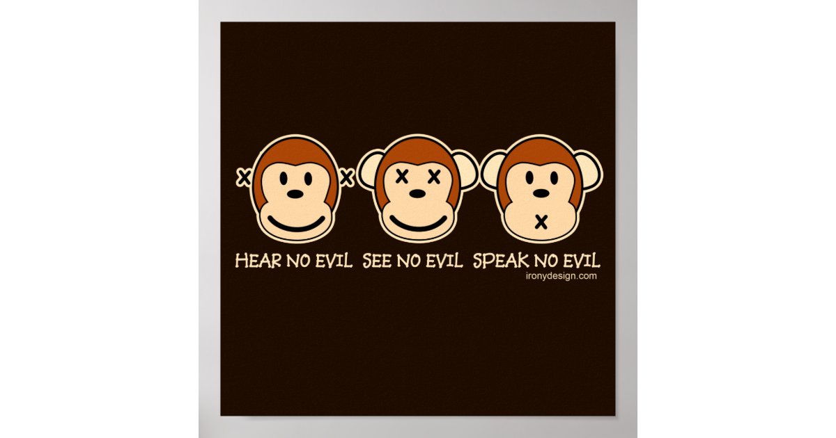 Póster No escuchar monos malvados | Zazzle.es