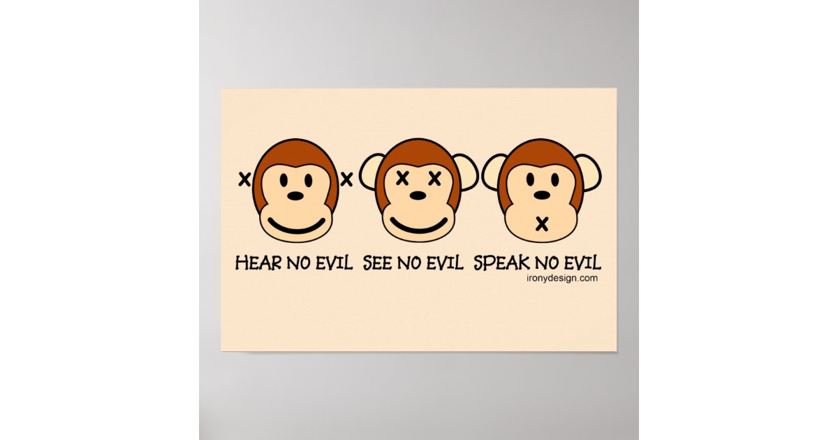 Póster No escuchar monos malvados | Zazzle.es