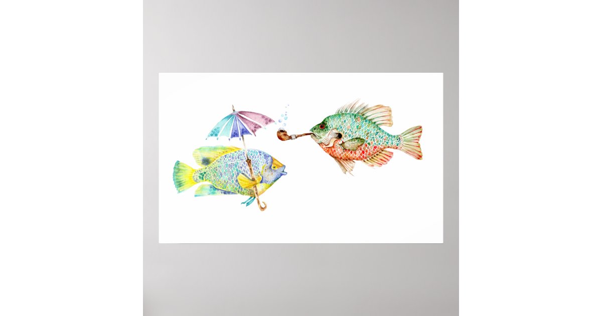 Póster Pescado - Dos artes de pescado Imprimir pintura ac | Zazzle.es