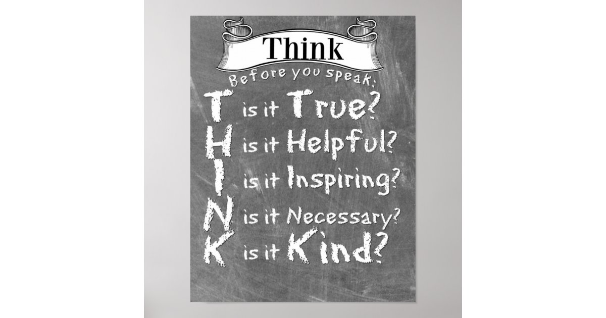 Póster Piensa antes de hablar Poster | Zazzle.es