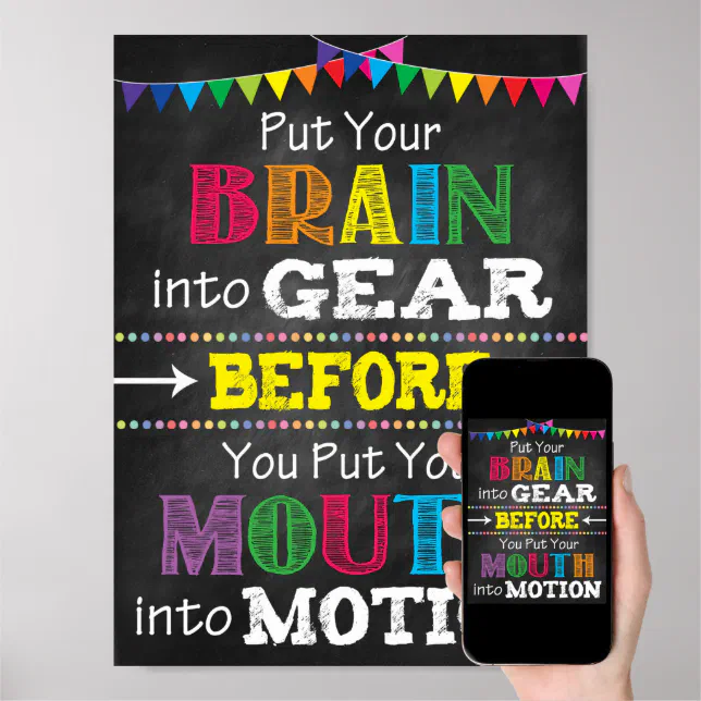 Póster Piensa Antes De Hablar Poster Imprimible | Zazzle.es