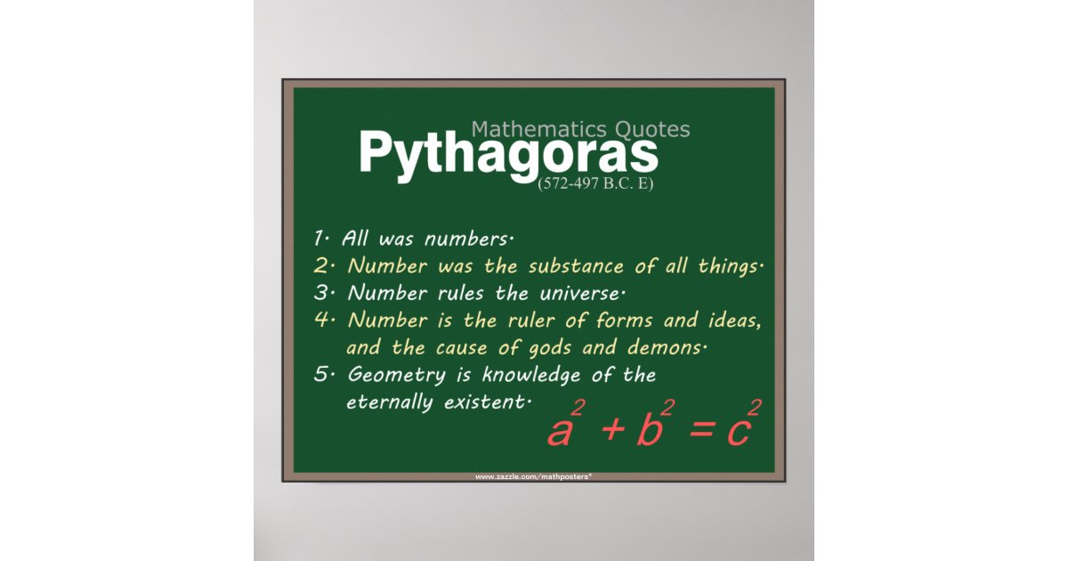 Póster Pitágoras Matemáticas cita a Poster | Zazzle.es