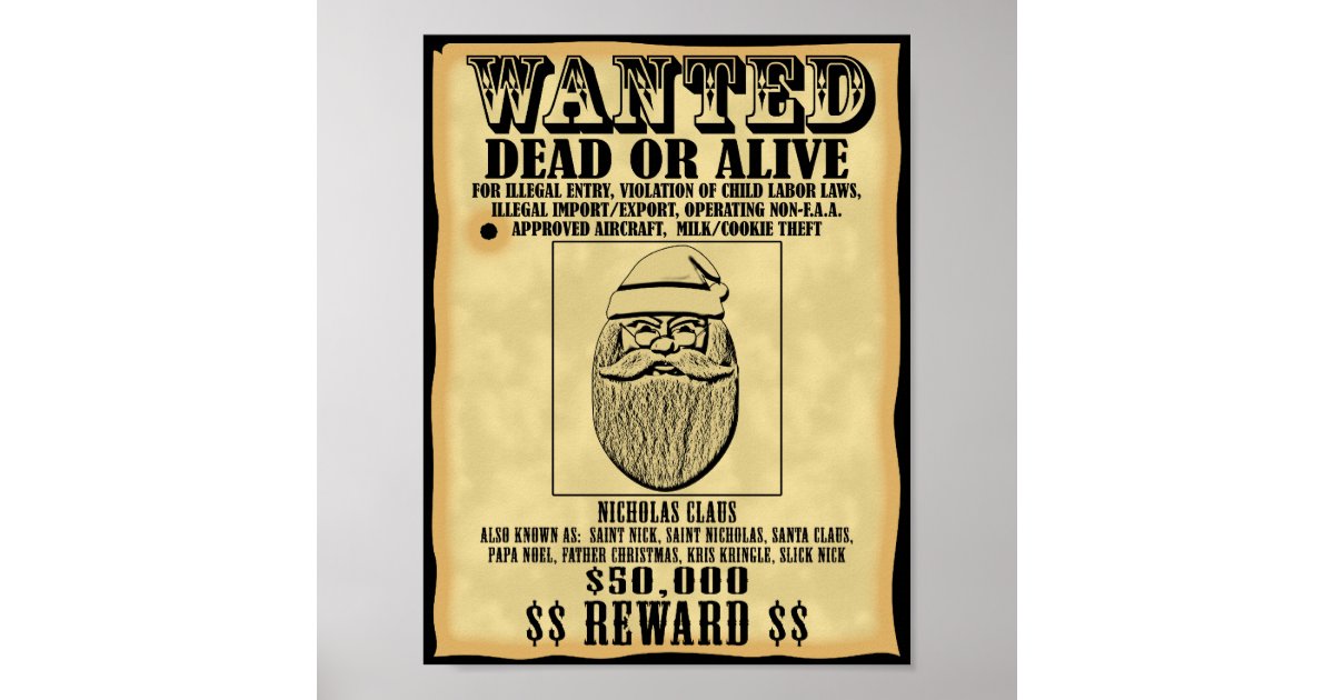 Póster Poster buscado - Santa Claus | Zazzle.es
